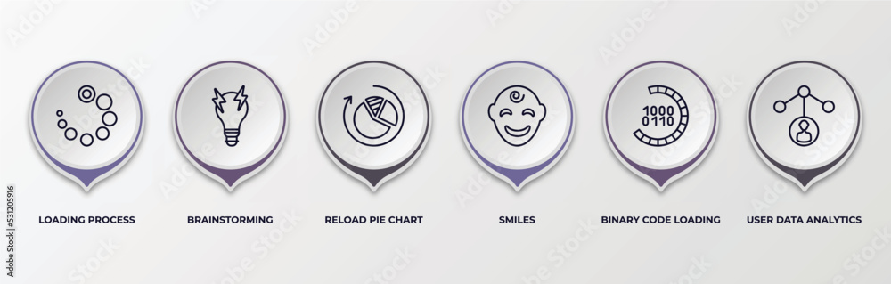 infographic template with outline icons. infographic for user interface concept. included ...