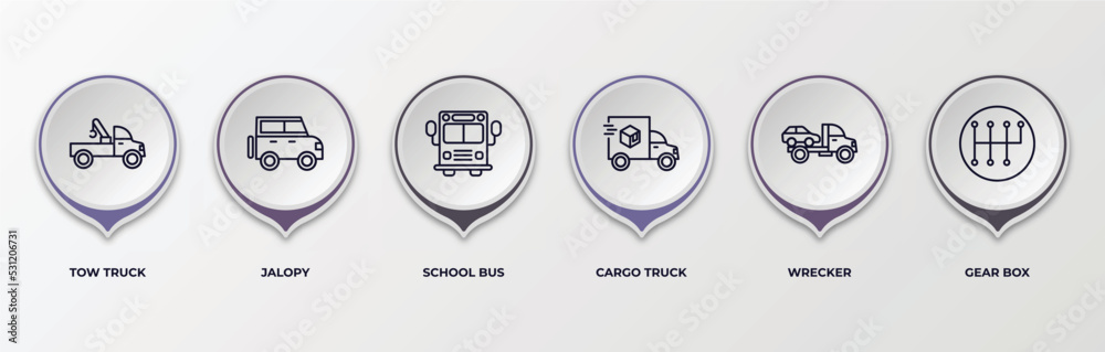 infographic template with outline icons. infographic for transportation ...