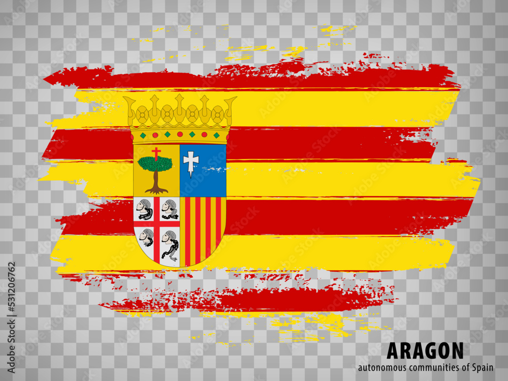 Flag of Aragon brush strokes. Flag Autonomous Community Aragon on ...