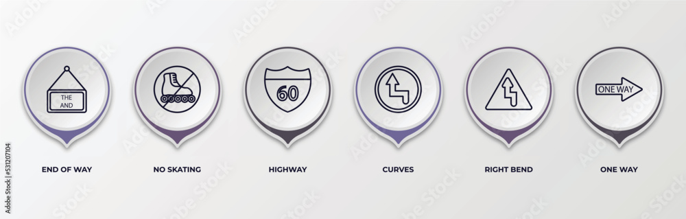 infographic template with outline icons. infographic for traffic signs ...