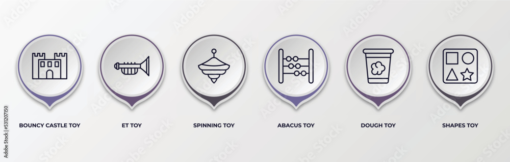 infographic template with outline icons. infographic for toys concept ...