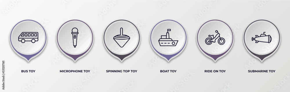 infographic template with outline icons. infographic for toys concept ...
