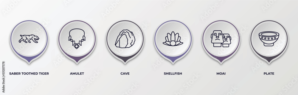 infographic template with outline icons. infographic for stone age ...