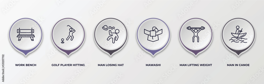 infographic template with outline icons. infographic for sports concept ...