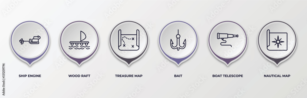 infographic template with outline icons. infographic for nautical ...