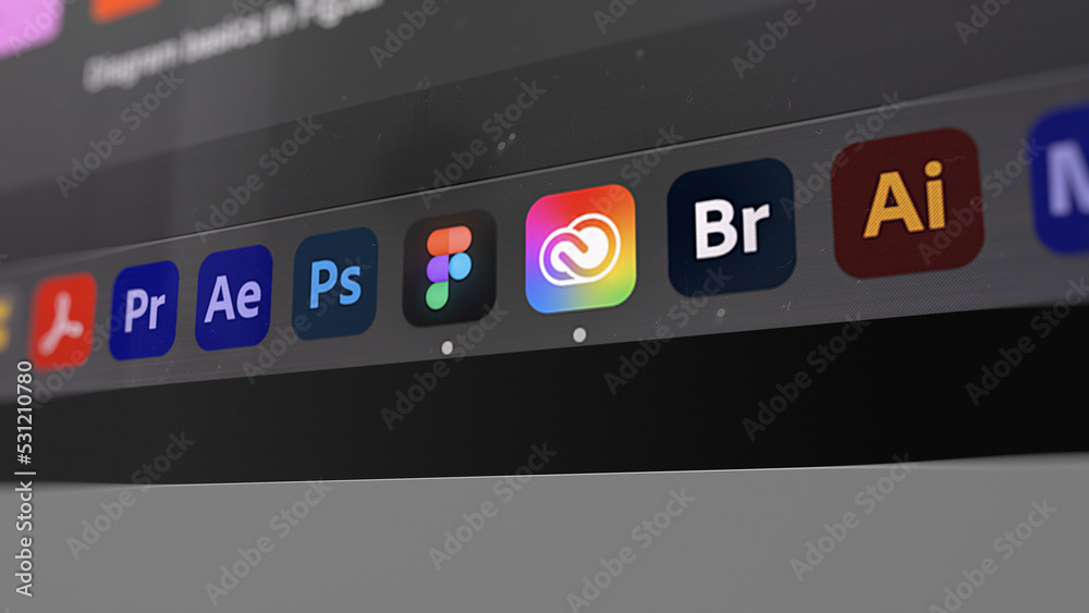 Figma logo and Adobe Creative Suite logo. Adobe agreed to buy software ...