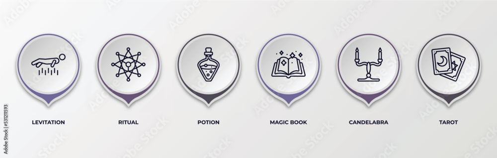 infographic template with outline icons. infographic for magic concept ...