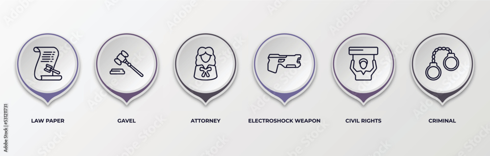 infographic template with outline icons. infographic for law and ...