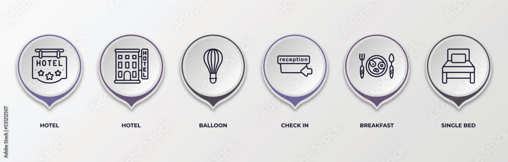 infographic template with outline icons. infographic for hotel and ...