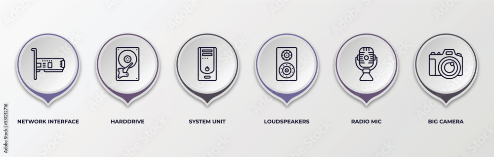 infographic template with outline icons. infographic for hardware ...