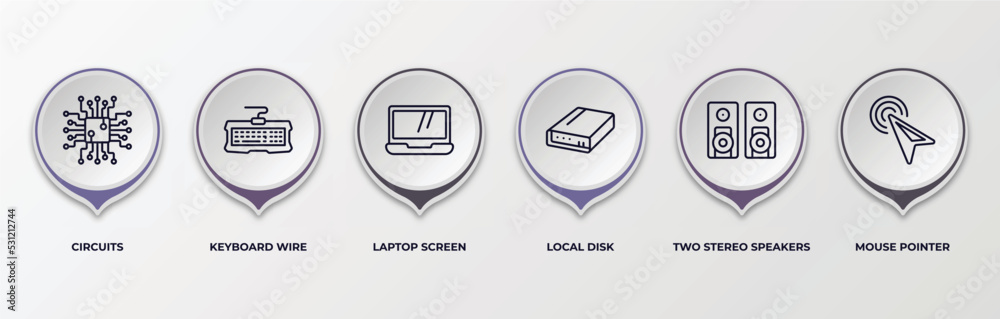 infographic template with outline icons. infographic for hardware ...
