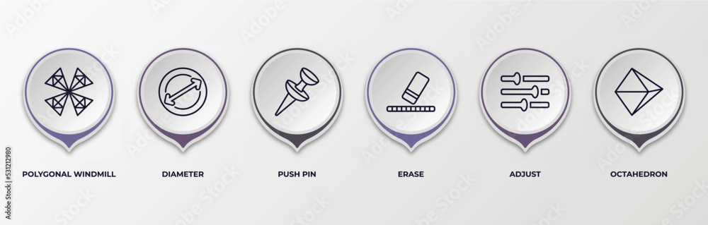 infographic template with outline icons. infographic for geometry ...