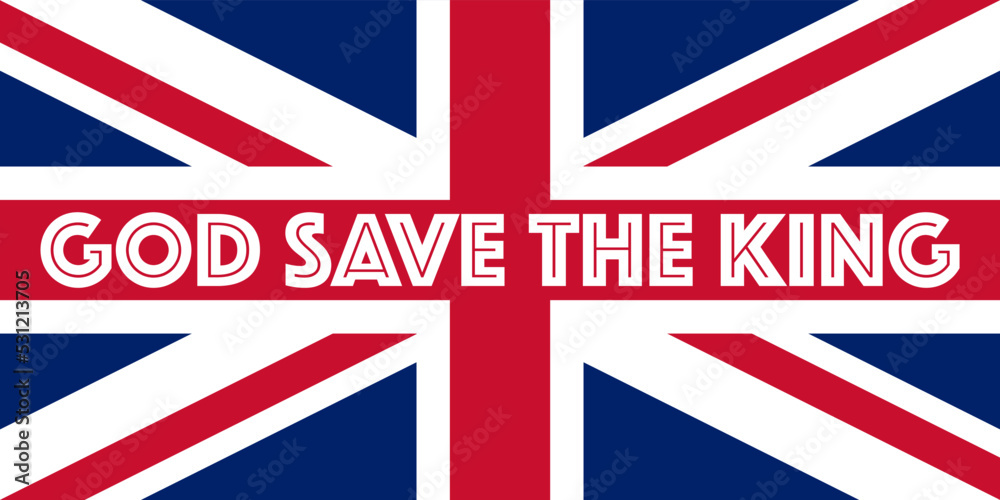 God save The King - Typography on British Flag - Design for Occasion of Taking Throne ...