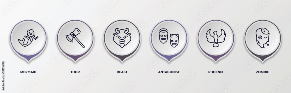 infographic template with outline icons. infographic for fairy tale ...