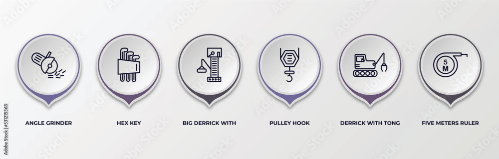 infographic template with outline icons. infographic for construction ...