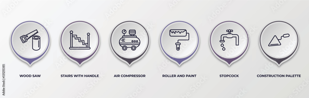 infographic template with outline icons. infographic for construction ...