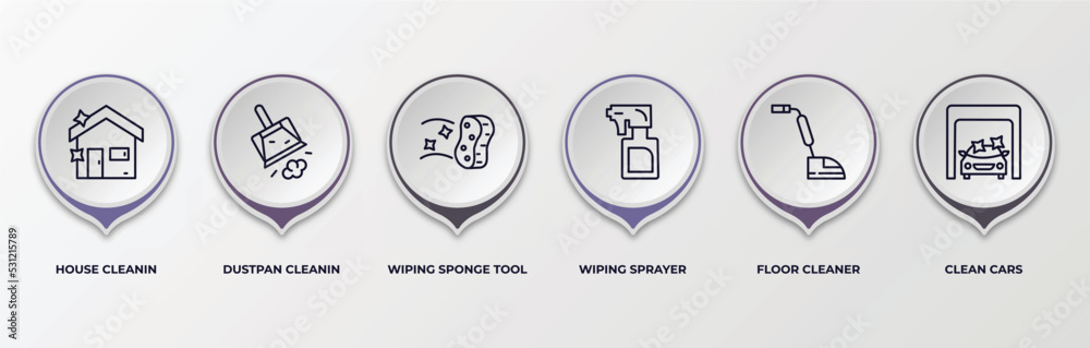 infographic template with outline icons. infographic for cleaning ...