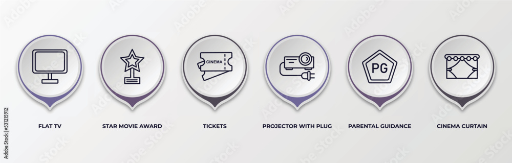 infographic template with outline icons. infographic for cinema concept ...