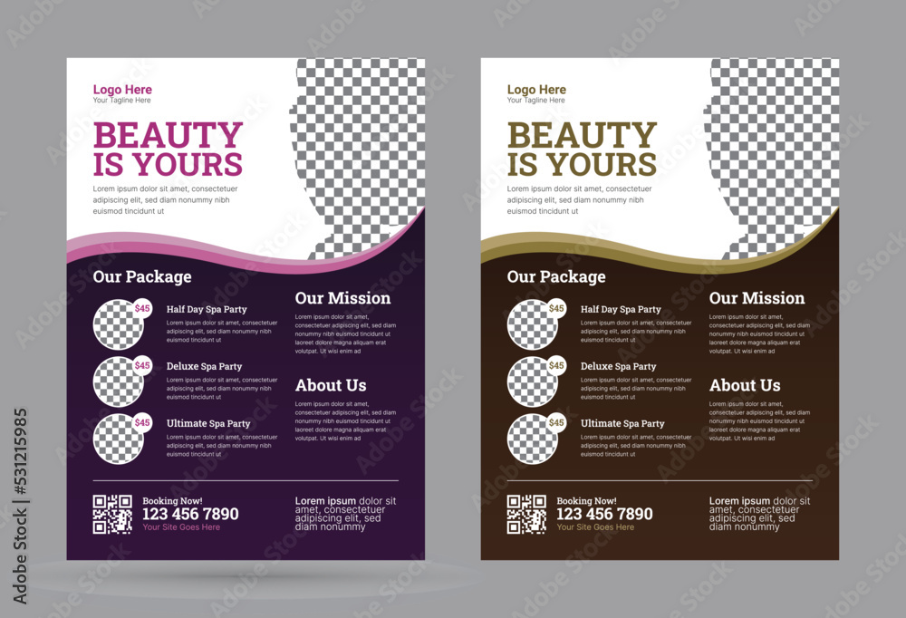 Creative Beauty Care Flyer Design Layout Template with Wave Elements ...