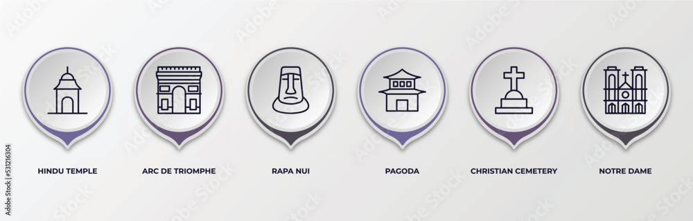 infographic template with outline icons. infographic for buildings ...
