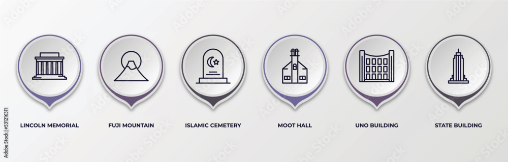 infographic template with outline icons. infographic for buildings ...