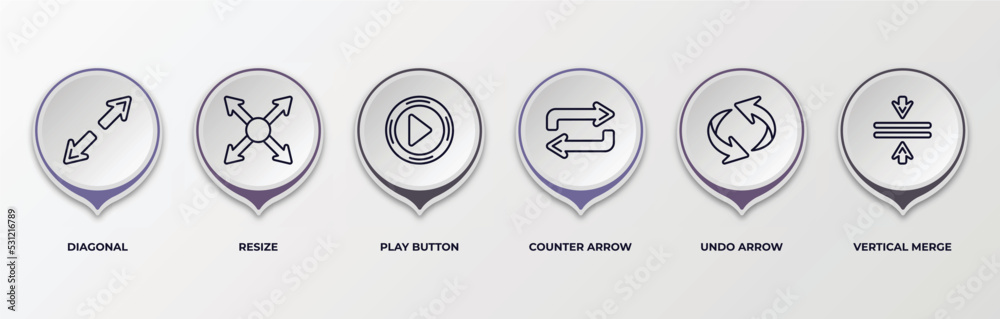 infographic template with outline icons. infographic for arrows concept ...