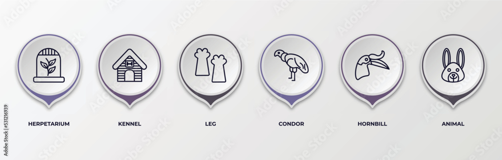 infographic template with outline icons. infographic for animals ...