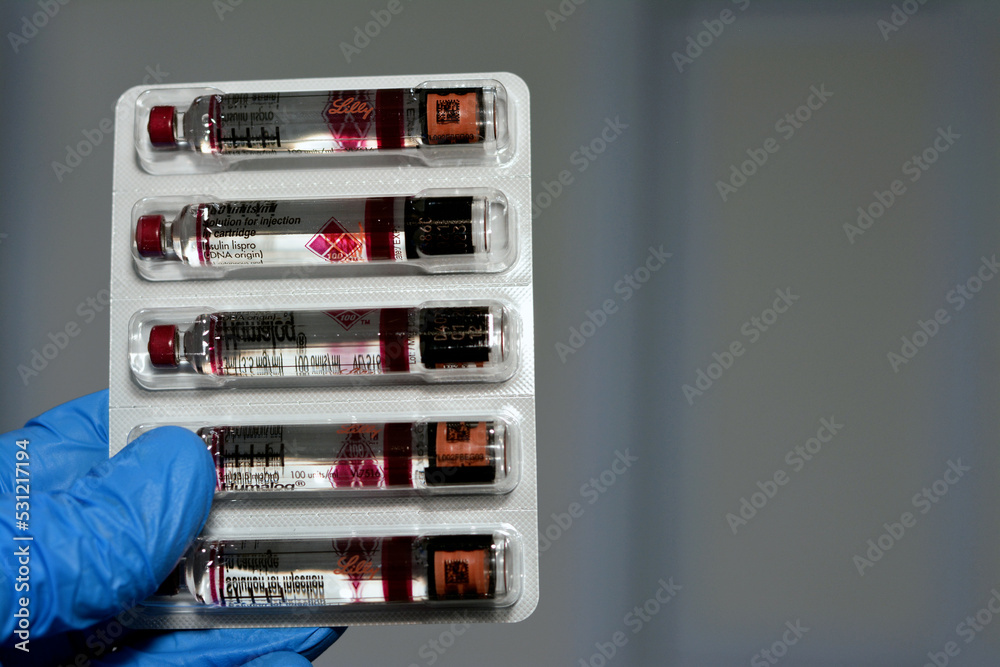 Cairo, Egypt, September 14 2022: Humalog 100 units ml solution for ...
