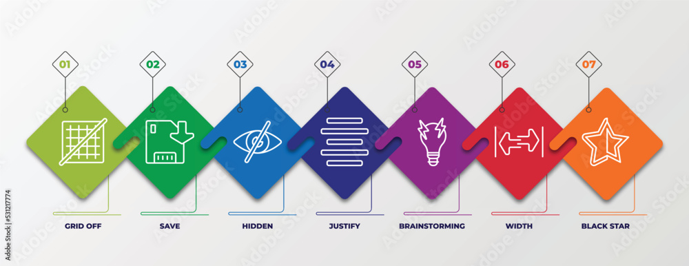 infographic template with linear icons. infographic for user interface concept. included grid ...