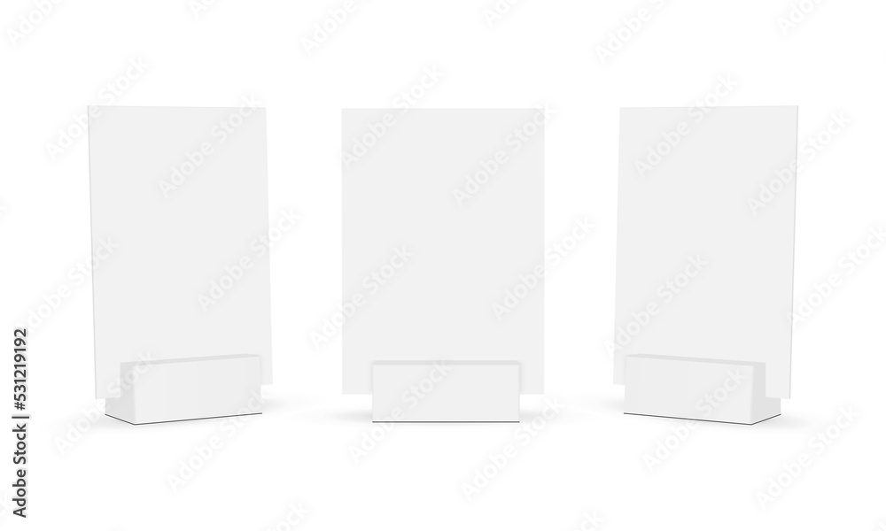 Blank Table Tent Mockup, Front and Side View, Isolated on White ...