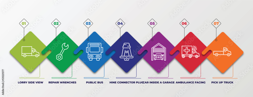 infographic template with linear icons. infographic for mechanicons ...
