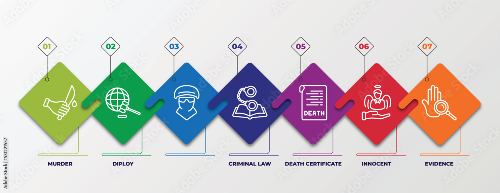 infographic template with linear icons. infographic for law and justice ...