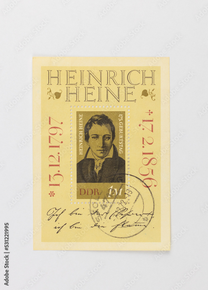 postage stamp DDR, Heinrich Heine Stock Photo | Adobe Stock