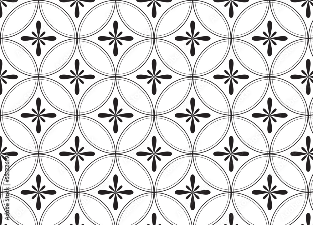 flower pattern vector, repeating linear petal of flower, monochrome ...