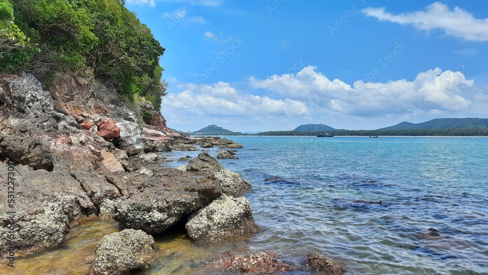 Sea views of the Gulf of Thailand from an island in southern Thailand ...