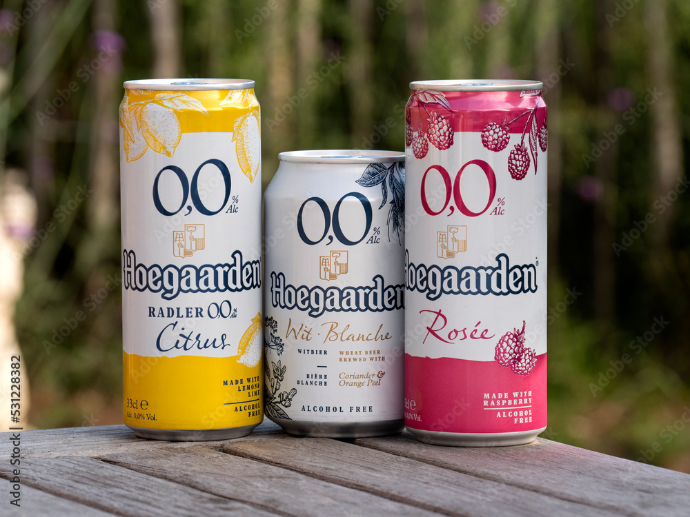 Foto de Hoegaarden, Belgium, September 25, 2021, The three beer brands ...