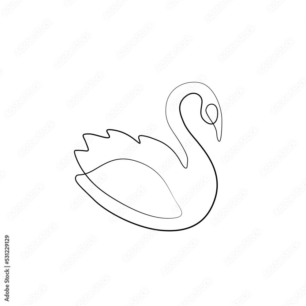 Swan line art isolated vector illustration, tattoo, print and logo ...