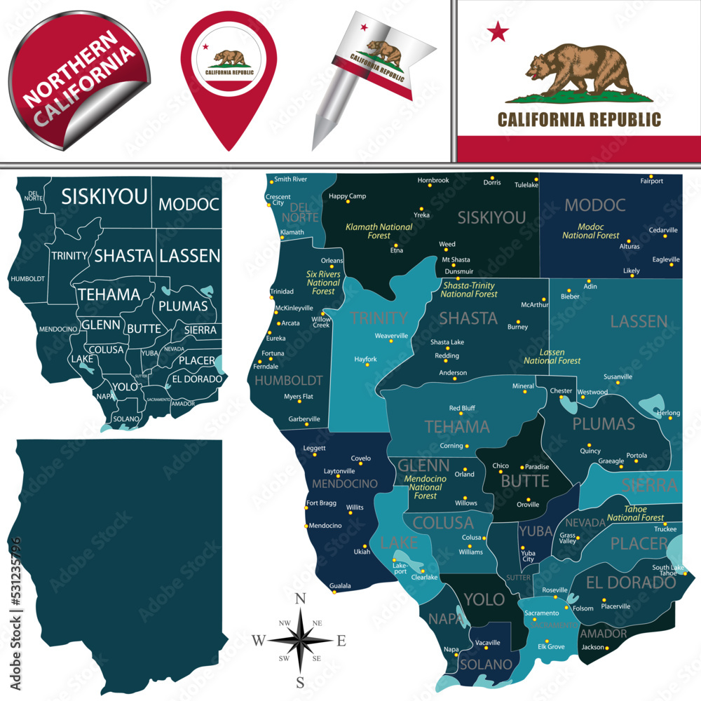 Poster Map of Northern California – Wall Art | UkPosters