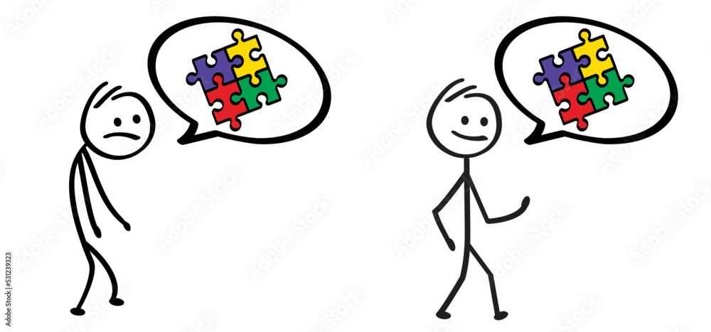 Cartoon stickman, stick figure man and and speed bubble or speech ...