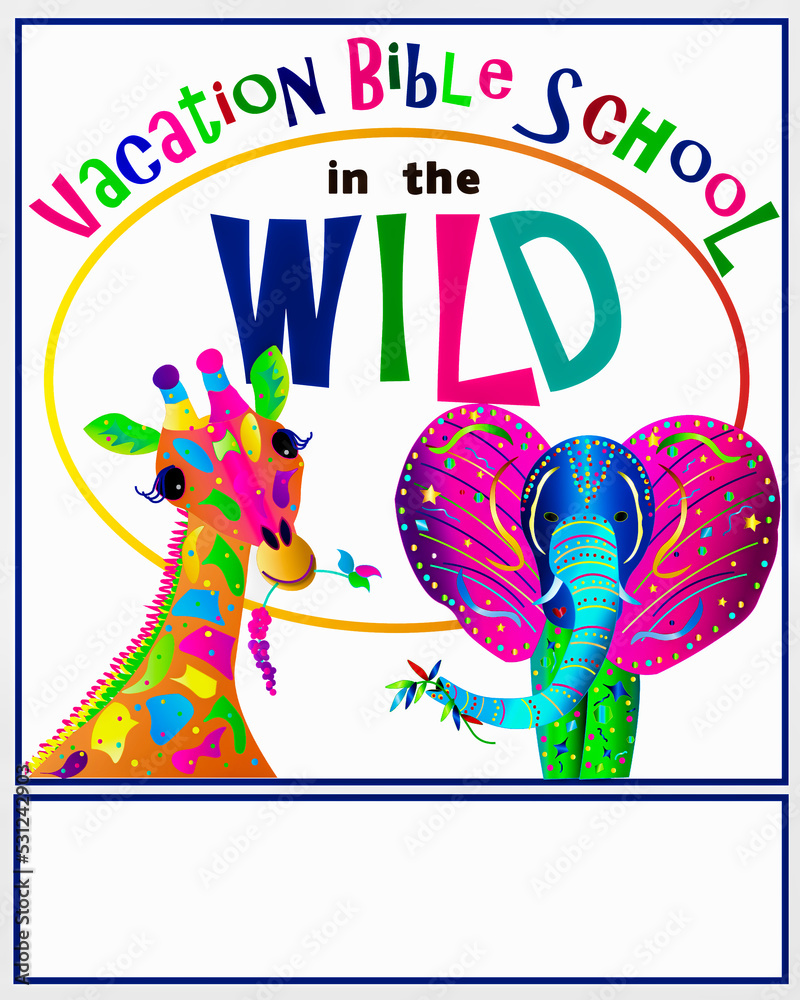 Fun VBS Vacation Bible School poster in bright vivid colors. VBS in the ...