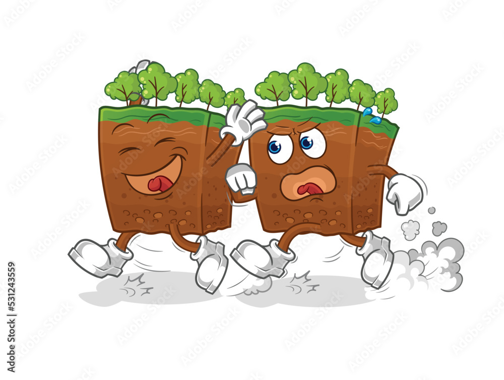soil layers play chase cartoon. cartoon mascot vector Stock Vector ...
