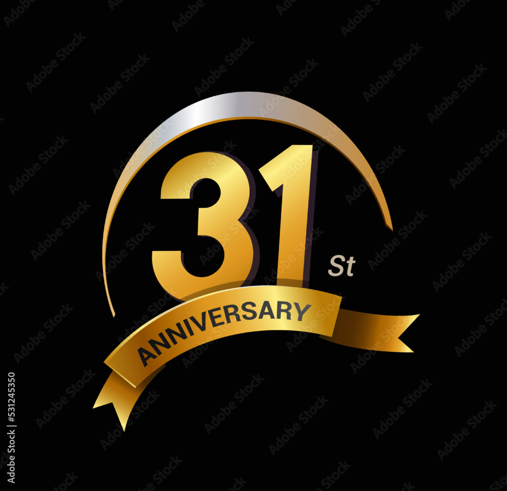 31 years golden with swoosh anniversary logo celebration Stock Vector ...
