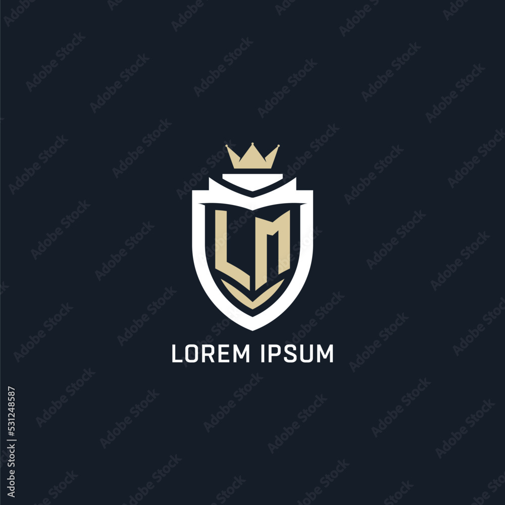 Initial letter LM shield and crown logo style, esport team logo design ...