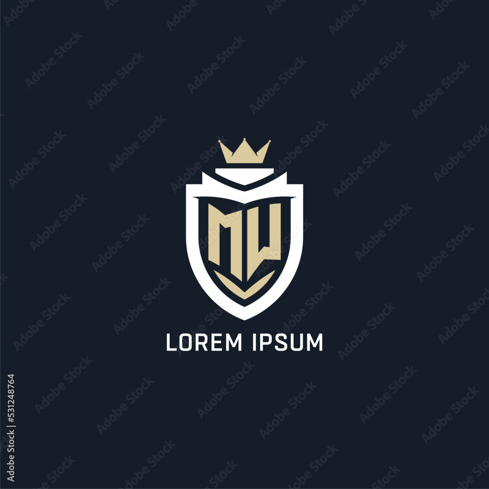 Initial letter MW shield and crown logo style, esport team logo design ...