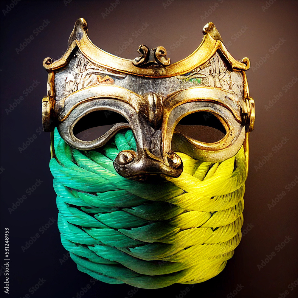 Akuma (Devil) Samurai Mask red and black metal, wood and bone isolated ...