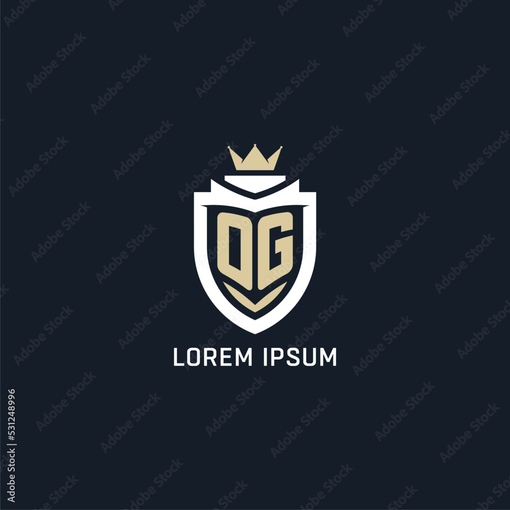 Initial letter OG shield and crown logo style, esport team logo design ...