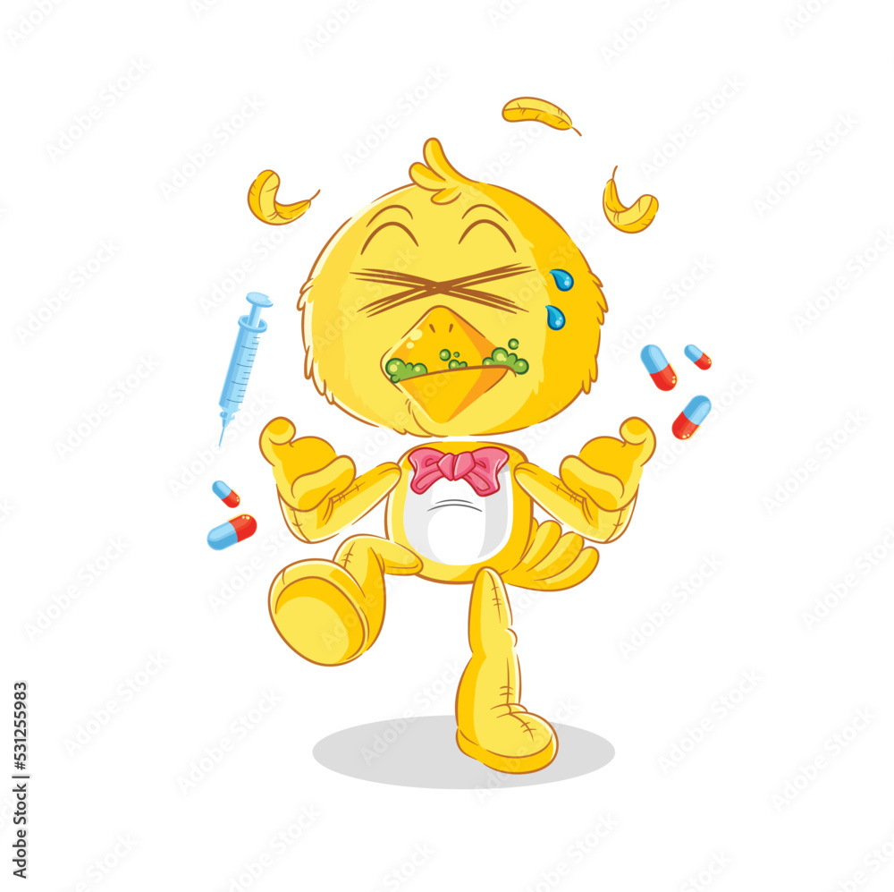 chick drug overdose. cartoon illustration Stock Vector | Adobe Stock