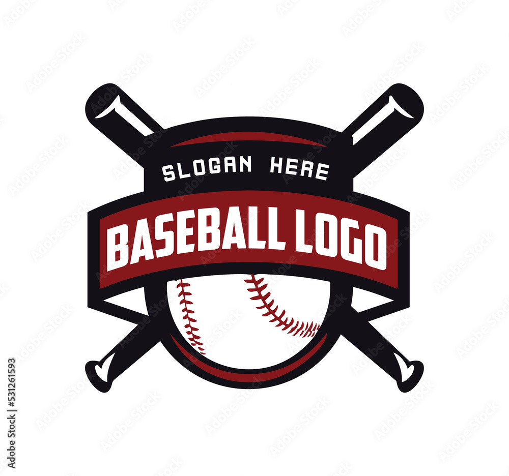 Baseball Sport Logo Design Template, Baseball badge logo with white ...