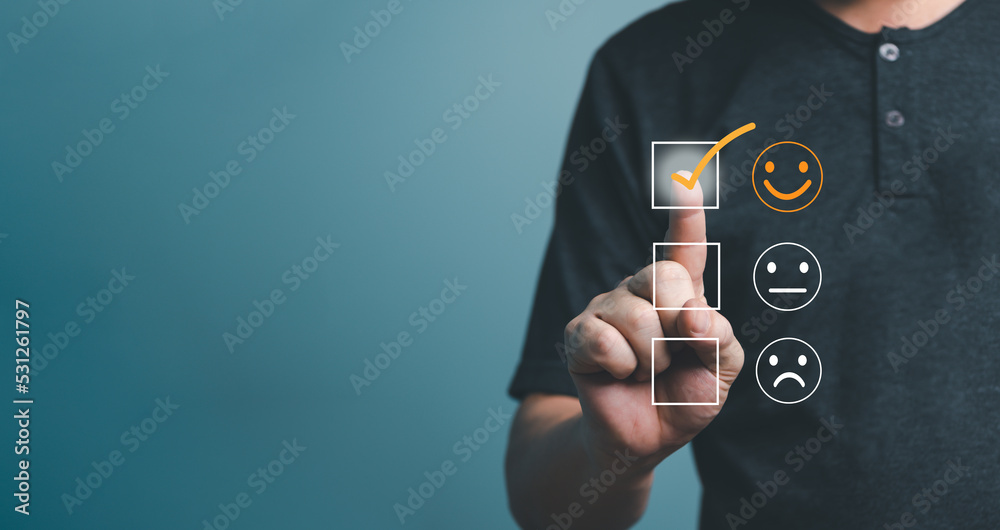 Customer service and Satisfaction concept ,Business people are touching ...