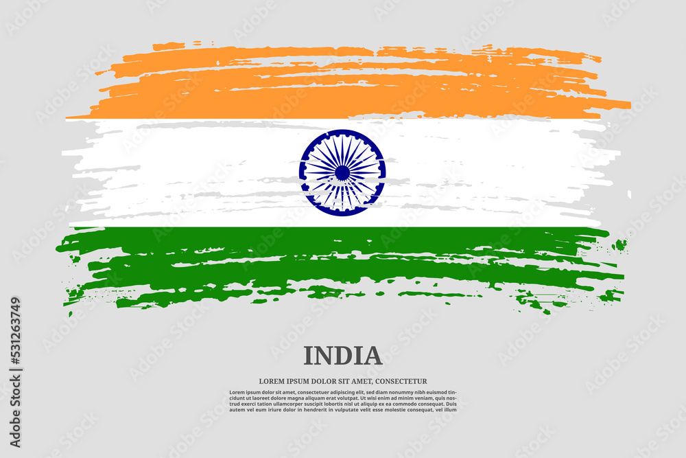 India flag with brush stroke effect and information text poster, vector ...